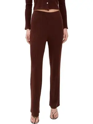 LE BOP Mia Ribbed Knit Pants Chocolate