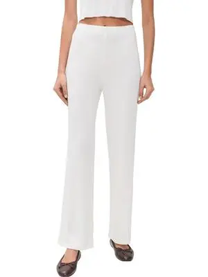LE BOP Mia Ribbed Knit Pants - Off White