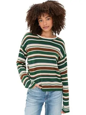 LITTLE LIES Striped Knit Top - Green