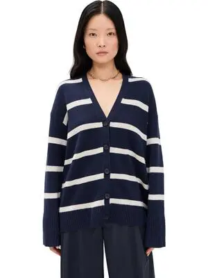 APIECE APART Ana Wrap Cardigan - Navy & Cream Stripe