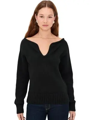 ALIGNE Knitted V-neck Sweater - Black