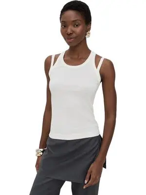 Helmut Lang Racer Strap Ribbed Tank - Winter White