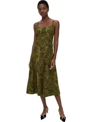 Ulla Johnson Natali Paisley Print Cotton Dress - Olive Flora