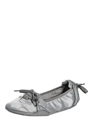Acne Studios Satin Lace-up Ballerina Flats - Silver Grey