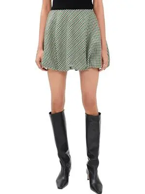 LA LIGNE Houndstooth Bubble Skirt - Cream/forest