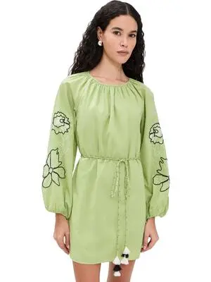 Tanya Taylor Tay Embroidered Mini Dress - Sage