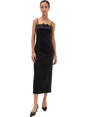Posse Quincy Velvet Midi Dress - Black