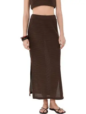 Simkhai Nicky Crochet Midi Skirt - Chocolate