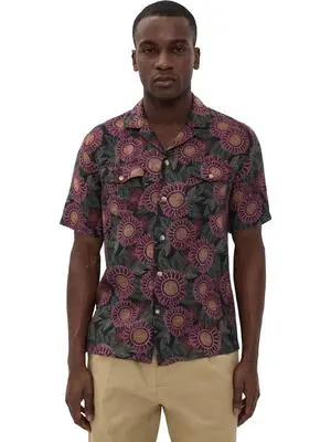 Faherty Brand Short Sleeve Reserve Basque Camp Shirt - Black Floral Road