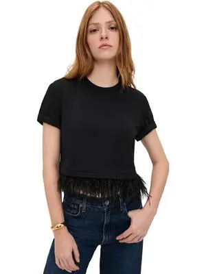 Cinq À Sept Cropped Feather Tee - Black