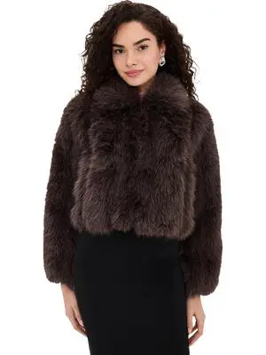 Line & Dot Jax Faux Fur Jacket - Dark Brown