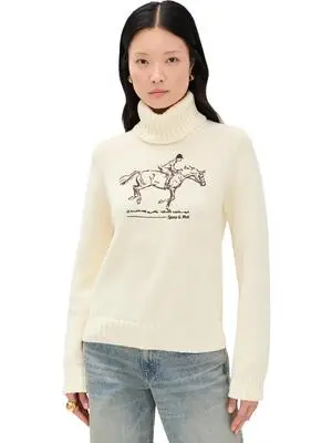 SPORTY & RICH Horse Knitted Turtleneck - Ecru