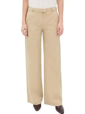 ATM Anthony Thomas Melillo Cotton Twill Wide-leg Trousers - Khaki