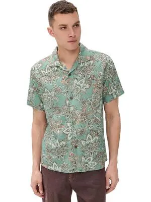 RHYTHM Paisley Short Sleeve Shirt - Green Tea