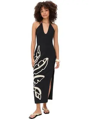 SEVEN WONDERS Brontie Keyhole Halter Midi Dress - Black