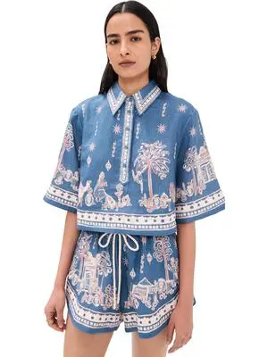 ALEMAIS Acacia Cropped Shirt - Blue