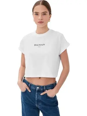 Balmain Vintage Graphic Crop T-shirt - Blanc/noir