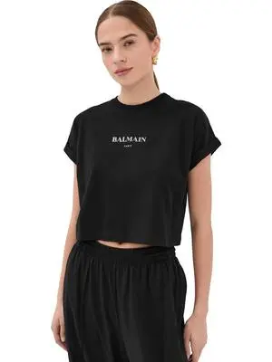 Balmain Vintage Graphic Crop T-shirt - Noir/blanc