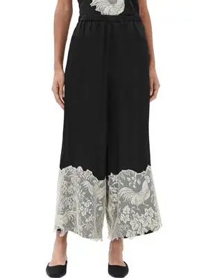 Rosie Assoulin Chicken Lace Silk Pajama Pants - Black