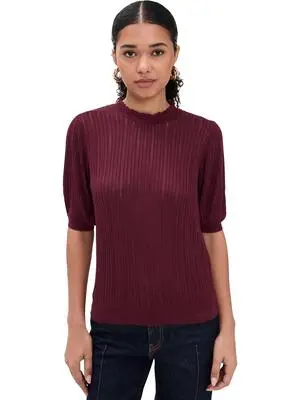 Ulla Johnson Gemma Pointelle Knit Top - Claret