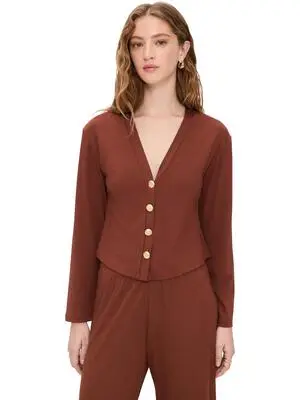 LE BOP Ponte Jersey Cardigan Cognac