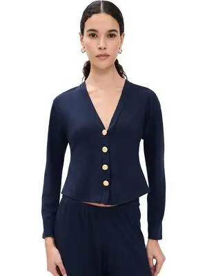 LE BOP Ponte Jersey Cardigan Navy
