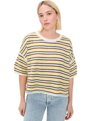 Free People Striped Rugby Tee - Yellow Combo