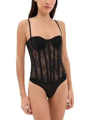 PatBO Laila Lace Bodysuit - Black