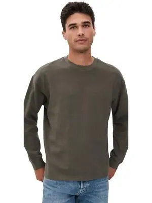 FRAME Waffle Knit Crewneck Tee - Smoky Green