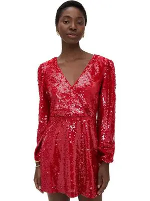 WAYF Whitney Cowl Back Sequin Mini Dress - Red