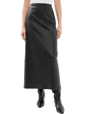 LE BOP Faux Leather Maxi Skirt - Black