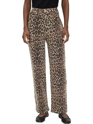 NEVER FULLY DRESSED Lucia Scallop Detail Jeans - Leopard