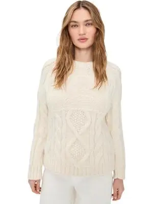 Lingua Franca Bjorn Alpaca Equestrian Crewneck - Cream