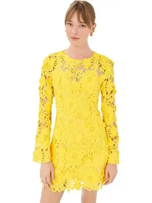 LEO LIN Suzanne Lace Bell Sleeves Mini Dress - Sunshine