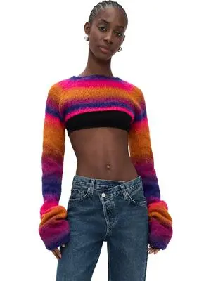 CULTNAKED Striped Knit Cropped Sweater
