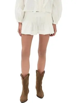 Isabel Marant Cybila Pintuck Pleated Shorts - White