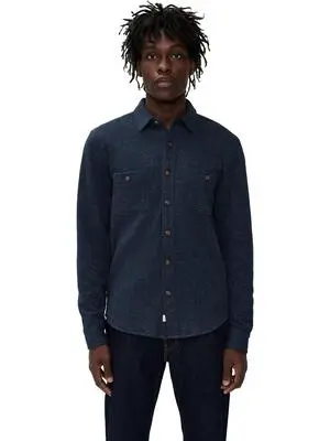 Marine Layer Pacifica Stretch Twill Overshirt - Navy Herringbone