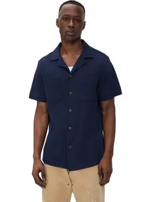 Polo Ralph Lauren Cotton Linen Waffle Knit Andy Camp Shirt - Newport Navy