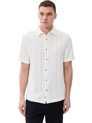 FAIR HARBOR Oasis Textured Shirt - Shell Stripe
