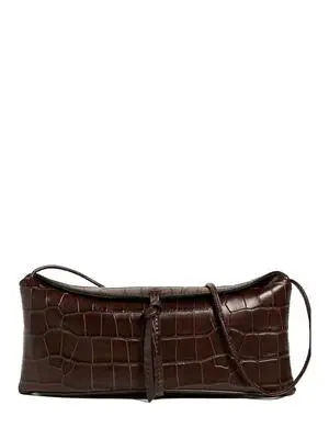 Staud Eve Croc-embossed Clutch - Espresso Croco