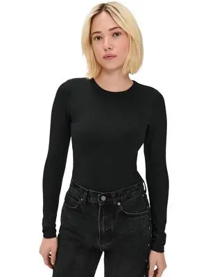 Susana Monaco Crewneck Long-sleeve Top - Black