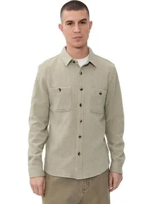 Marine Layer Pacifica Stretch Twill Overshirt - Taupe Herringbone