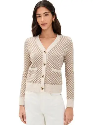 LE BOP Checkerboard Cardigan - Oatmeal/khaki