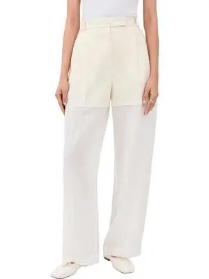 FRENKEN Flannel And Silk Chiffon Trousers - Ivory