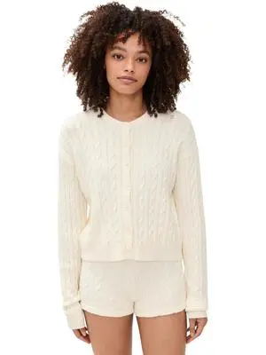 Show Me Your Mumu Cable Knit Buttoned Cardigan - Snow Cable Knit