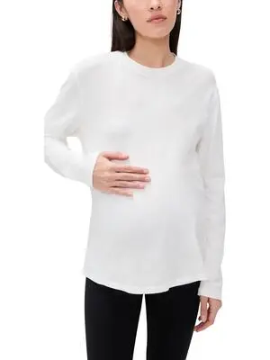 Hatch Washed Cotton Long Sleeve Tee - White