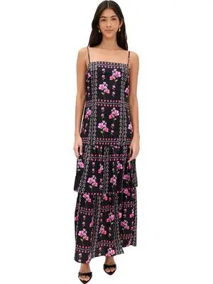 Misa Paulette Maxi Dress - Midnight Lattice Stn