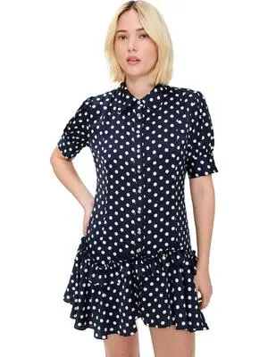 Sandy Liang Polka Dot Mini Dress - Navy Multi