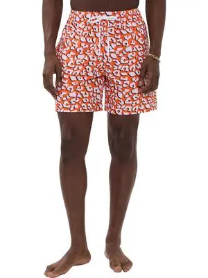 DUR DOUX Abstract Print Swim Trunks - White/orange