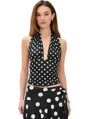 Lioness Safari Halter Top - Noir Polka